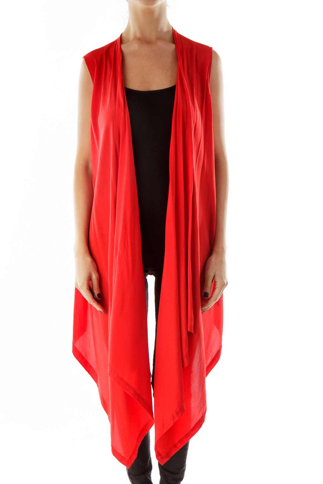DKNY - Red Sheer Open Vest Unknown | SilkRoll